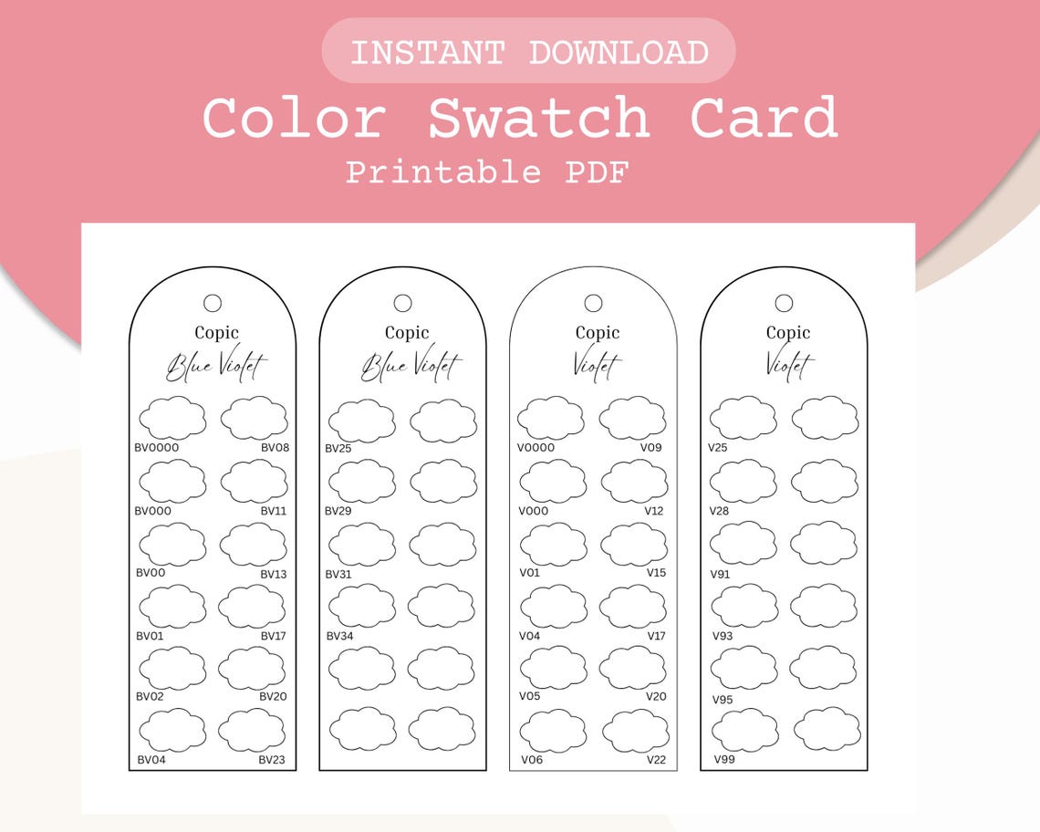 Copic Marker 358 Color Swatch Chart: Blank & Pre-filled (PDF Download ...