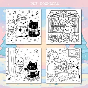 Kawaii Winter Coloring Book – 40 Pages Printable (PDF) - Etsy