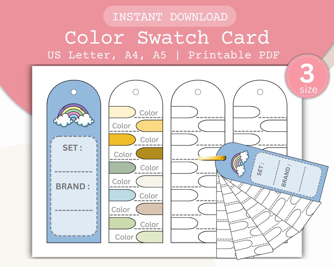 Printable Color Swatch Cards, Marker & Pen Organizer, A4 A5 US Letter ...