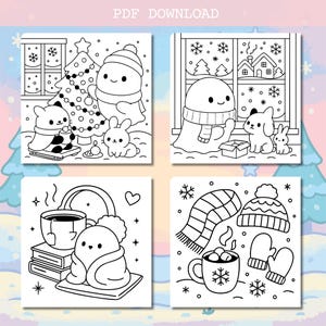 Kawaii Winter Coloring Book – 40 Pages Printable (PDF) - Etsy