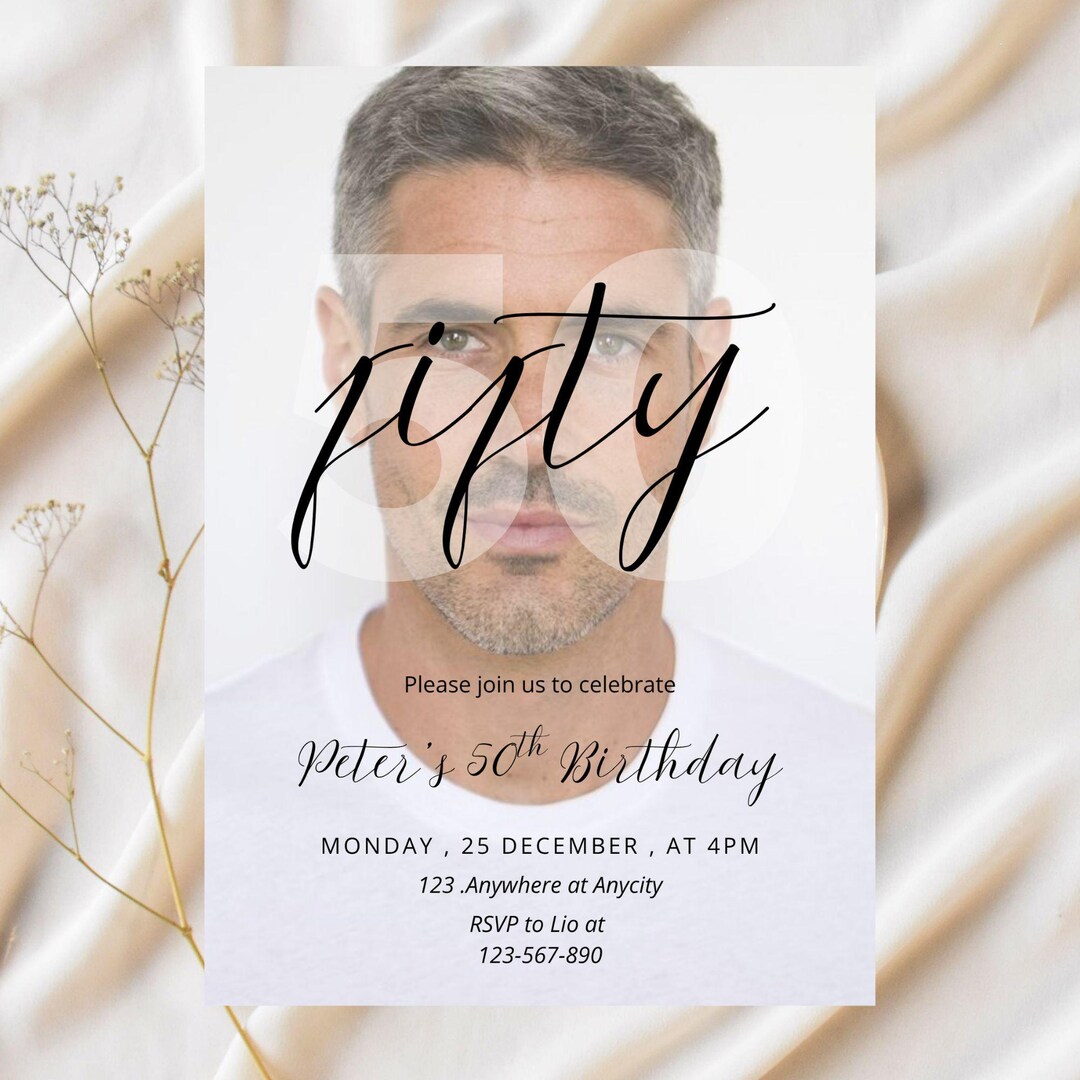 50th Birthday Invitation Template 50th Digital Invite With Photo ...