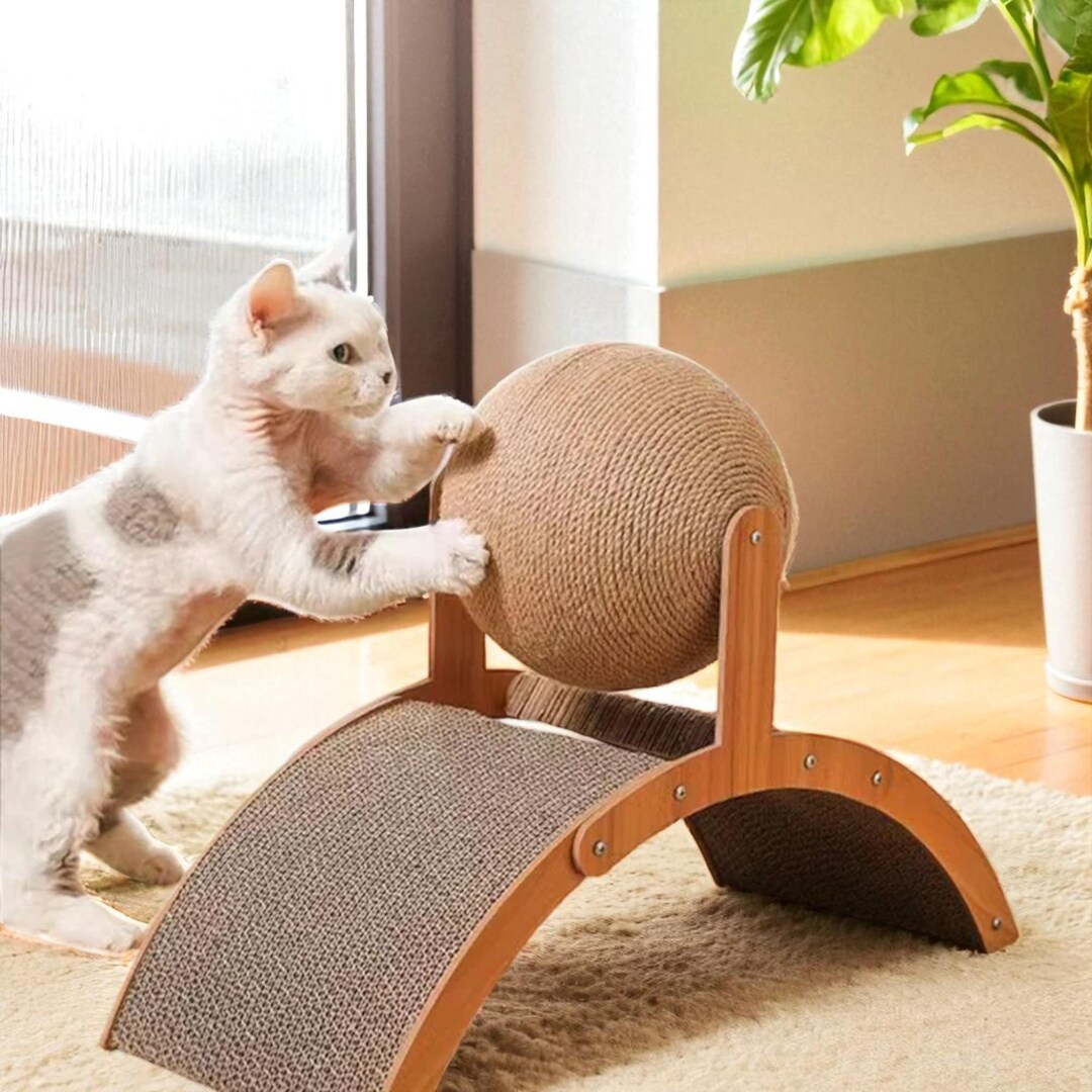 Cat Scratch Ball, Cat Scratching Toy, Pet Furniture Toy, Wooden Cat ...