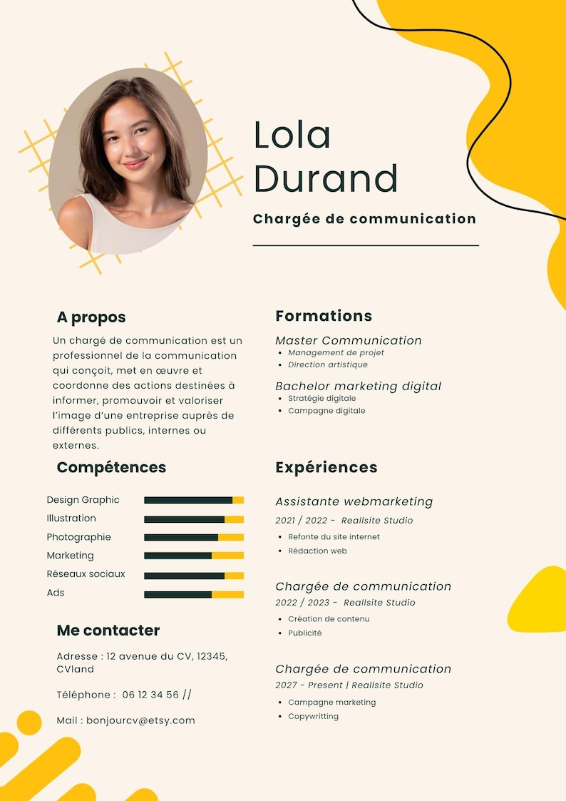 Yellow Canva Resume Template - Etsy New Zealand