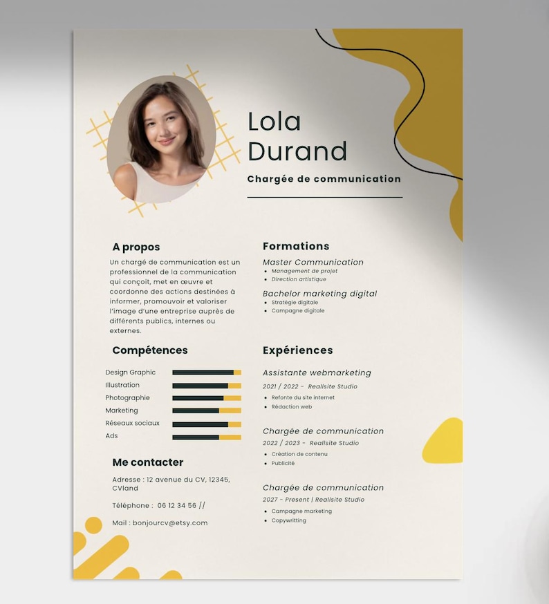 Yellow Canva Resume Template - Etsy New Zealand