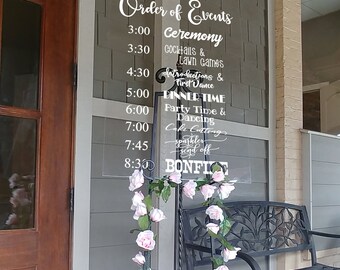 Wedding CUSTOMIZABLE Welcome Order of Events Decal for Sign | Etsy