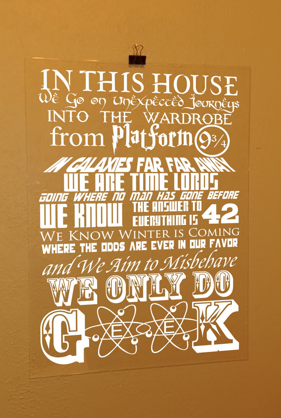 In This House We Do Geek CUSTOMIZABLE Acrylic Sign V2 Fantasy Fandom ...