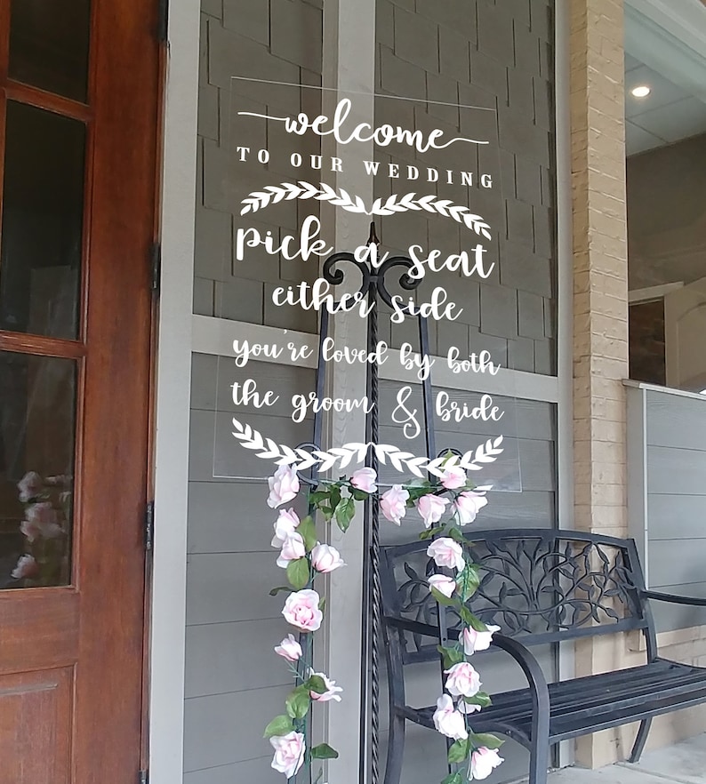 Wedding Welcome Pick a Seat Either Side Acrylic Lucite Wedding - Etsy