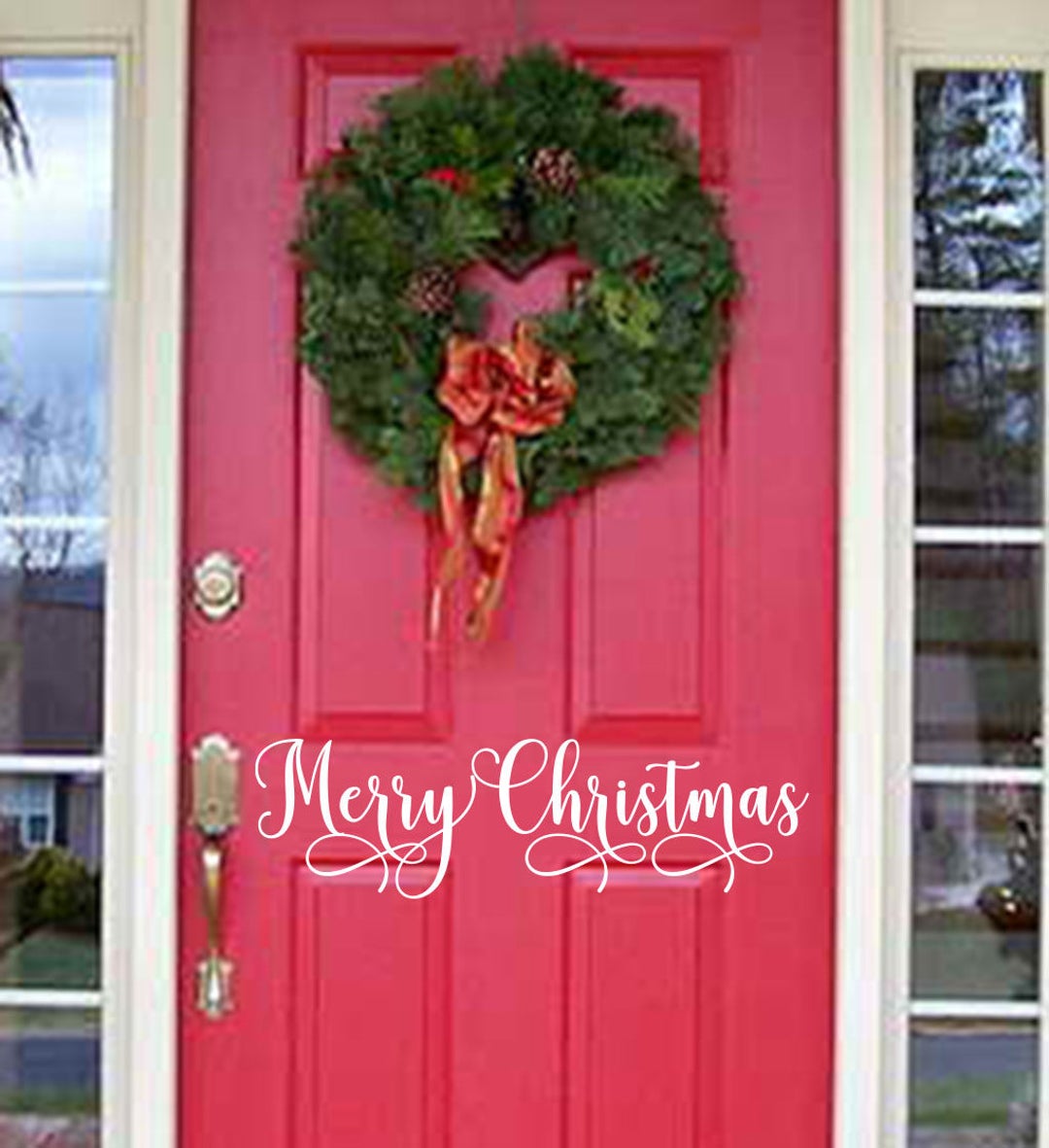 Customizable Merry Christmas V2 Door Decal Door Decor Outdoor Living ...