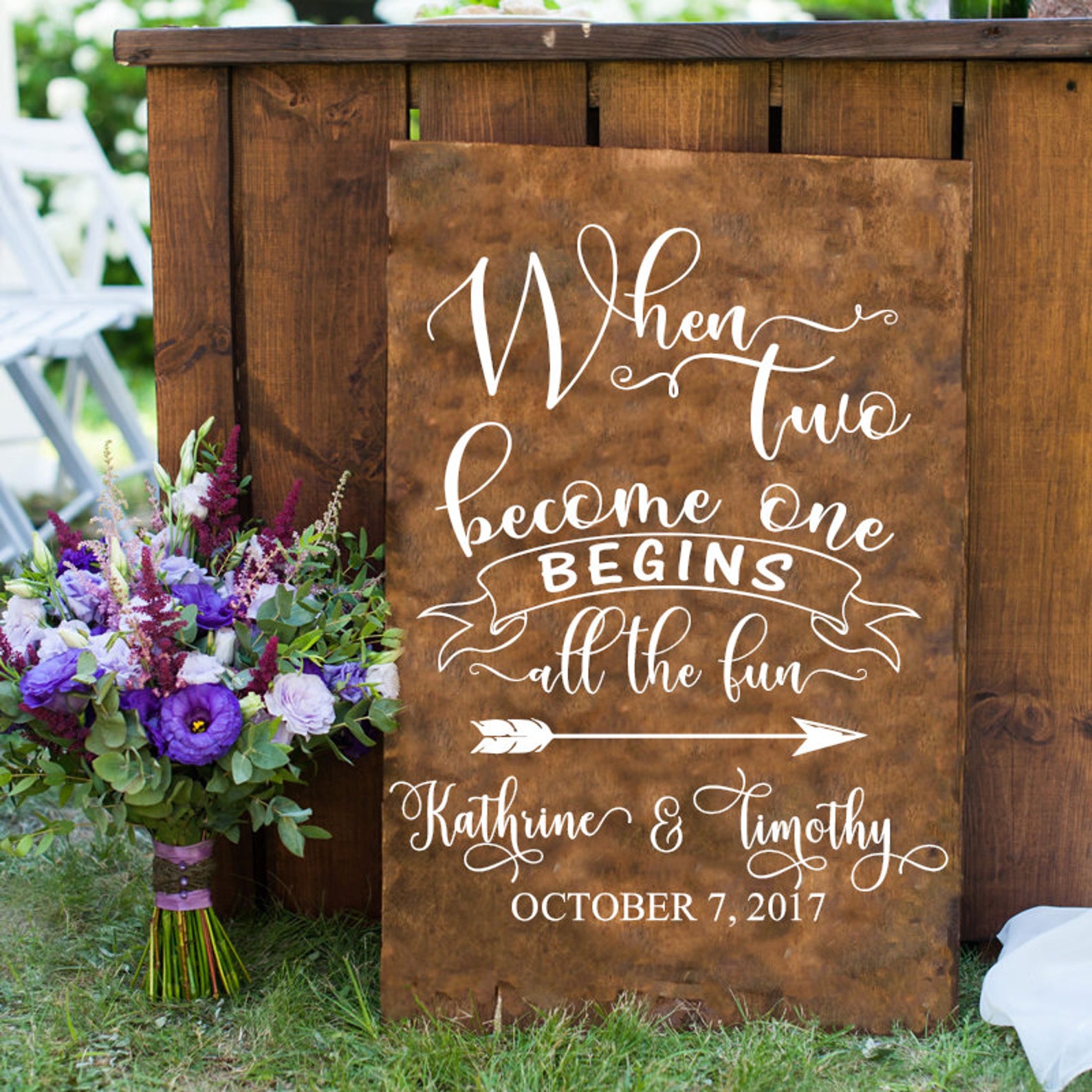 Wedding When Two Become One Welcome V12 Decal for Sign - Etsy