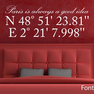 Latitude Longitude Coordinate Wall Decal Personalized With Coordinates ...