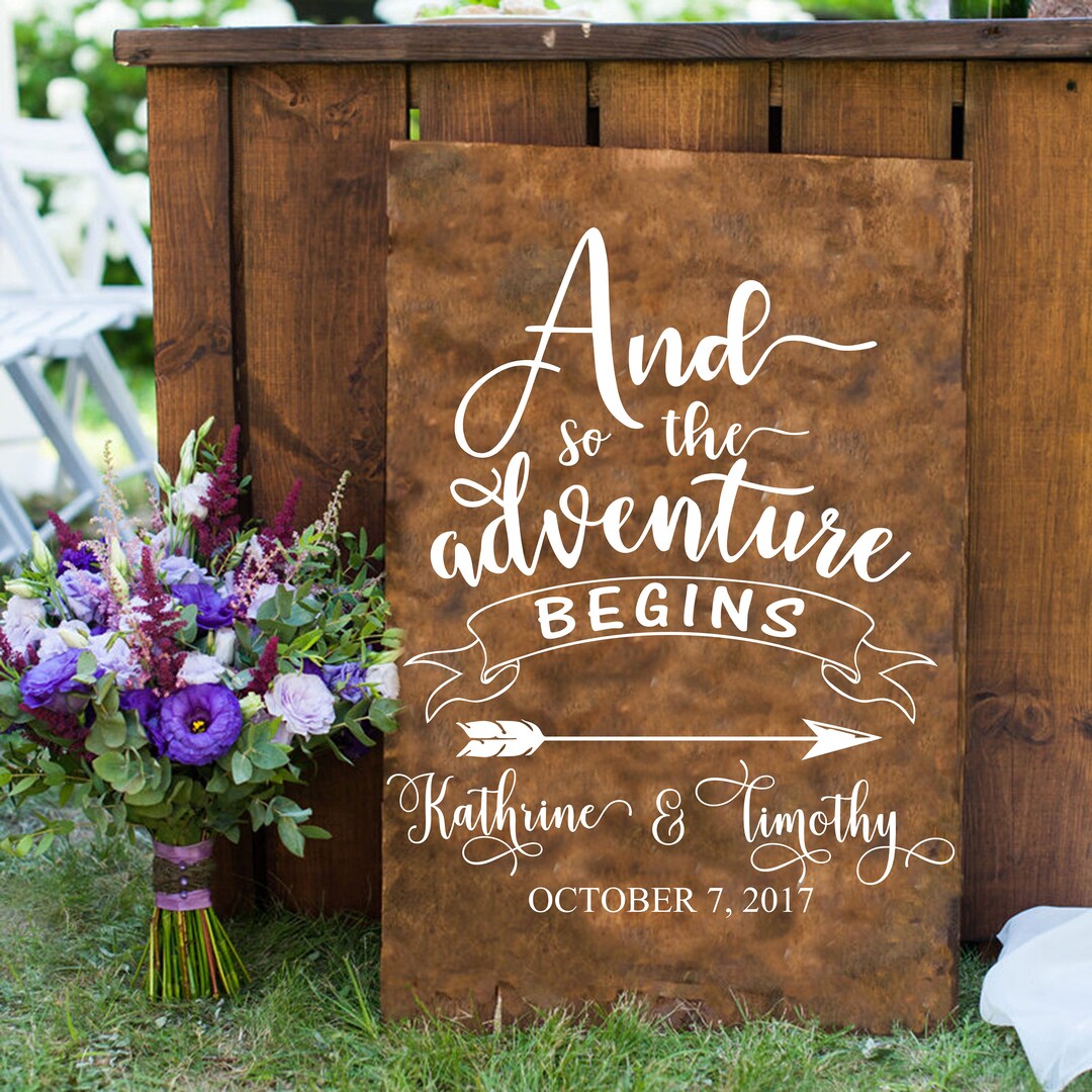 Wedding Adventure Begins Welcome Decal for Sign Customized Personalized ...
