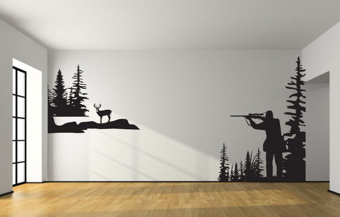 Whitetail Deer Hunting Wall Decal Large Hunter Deer Hunting - Etsy