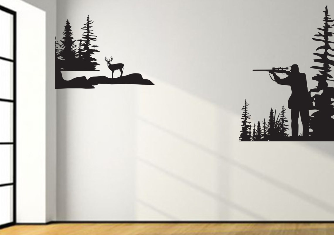 Whitetail Deer Hunting Wall Decal 96 Inch Wide Hunter Deer - Etsy