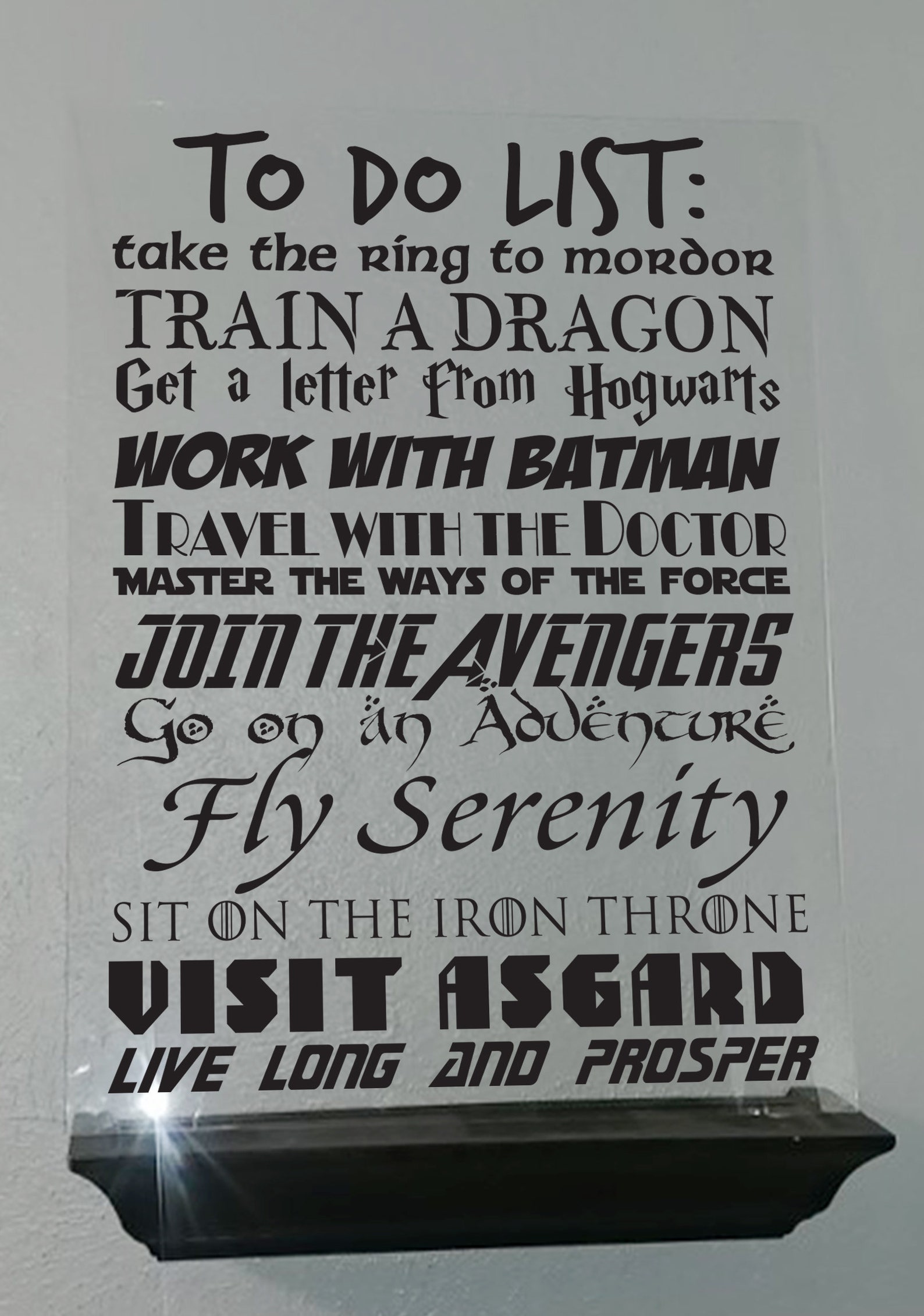 Geek to Do List CUSTOMIZABLE Acrylic Sign V1 Fantasy Geekery | Etsy
