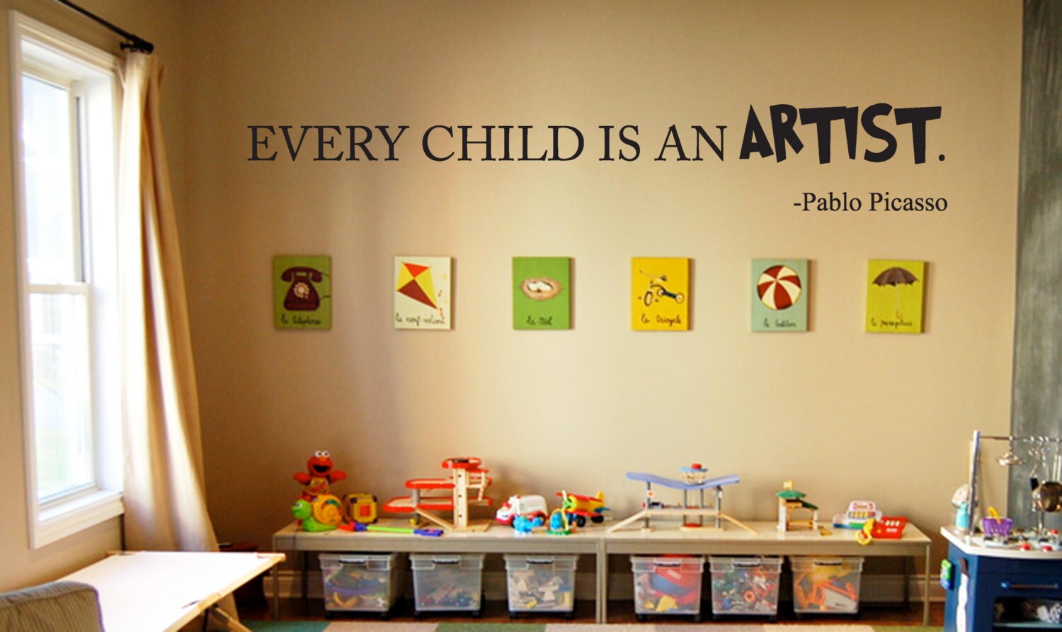Every Child is an Artist Pablo Picasso Wall Decal large wall | Etsy