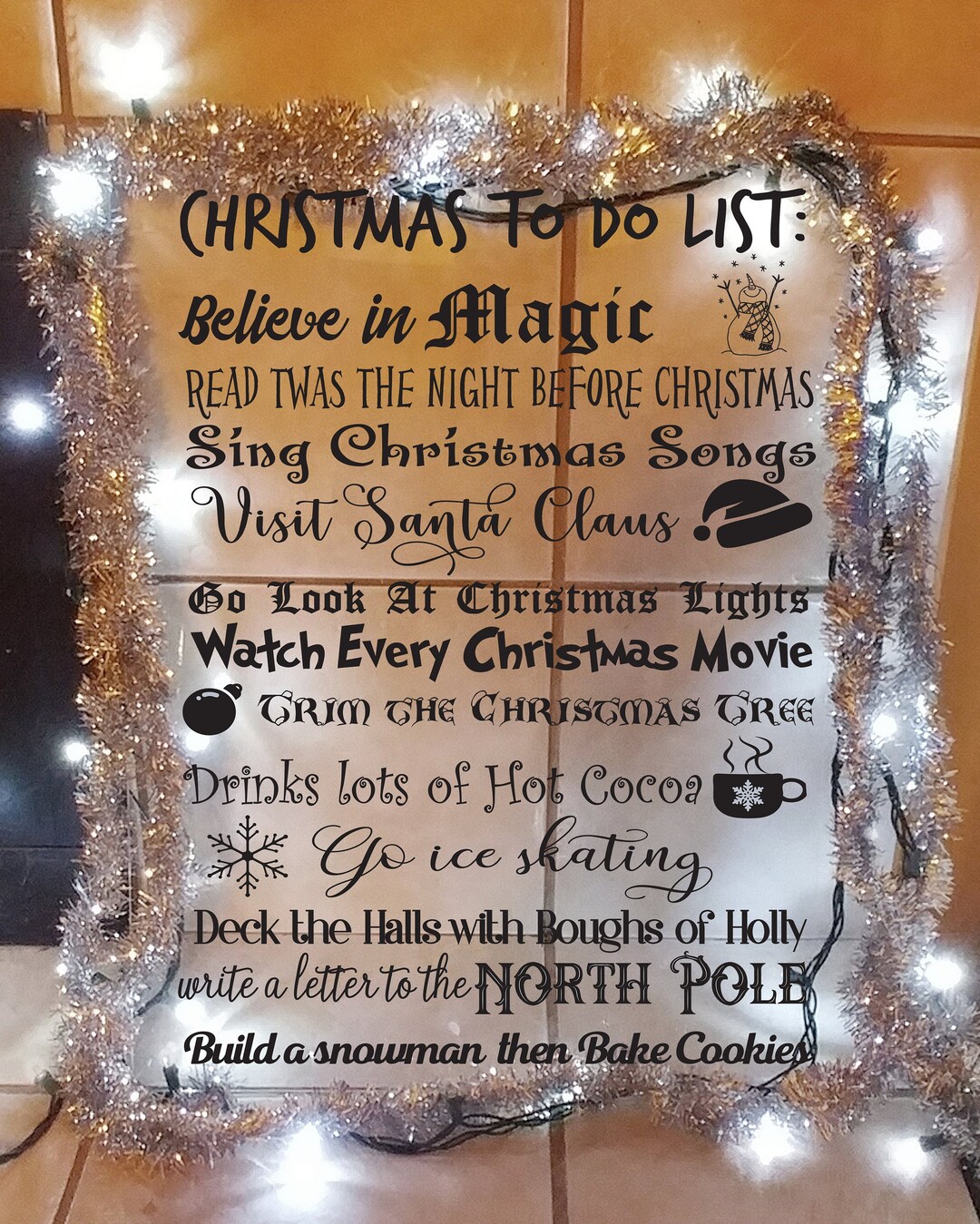 Christmas Acrylic Sign to Do List CUSTOMIZABLE Wall Holiday Decorations ...