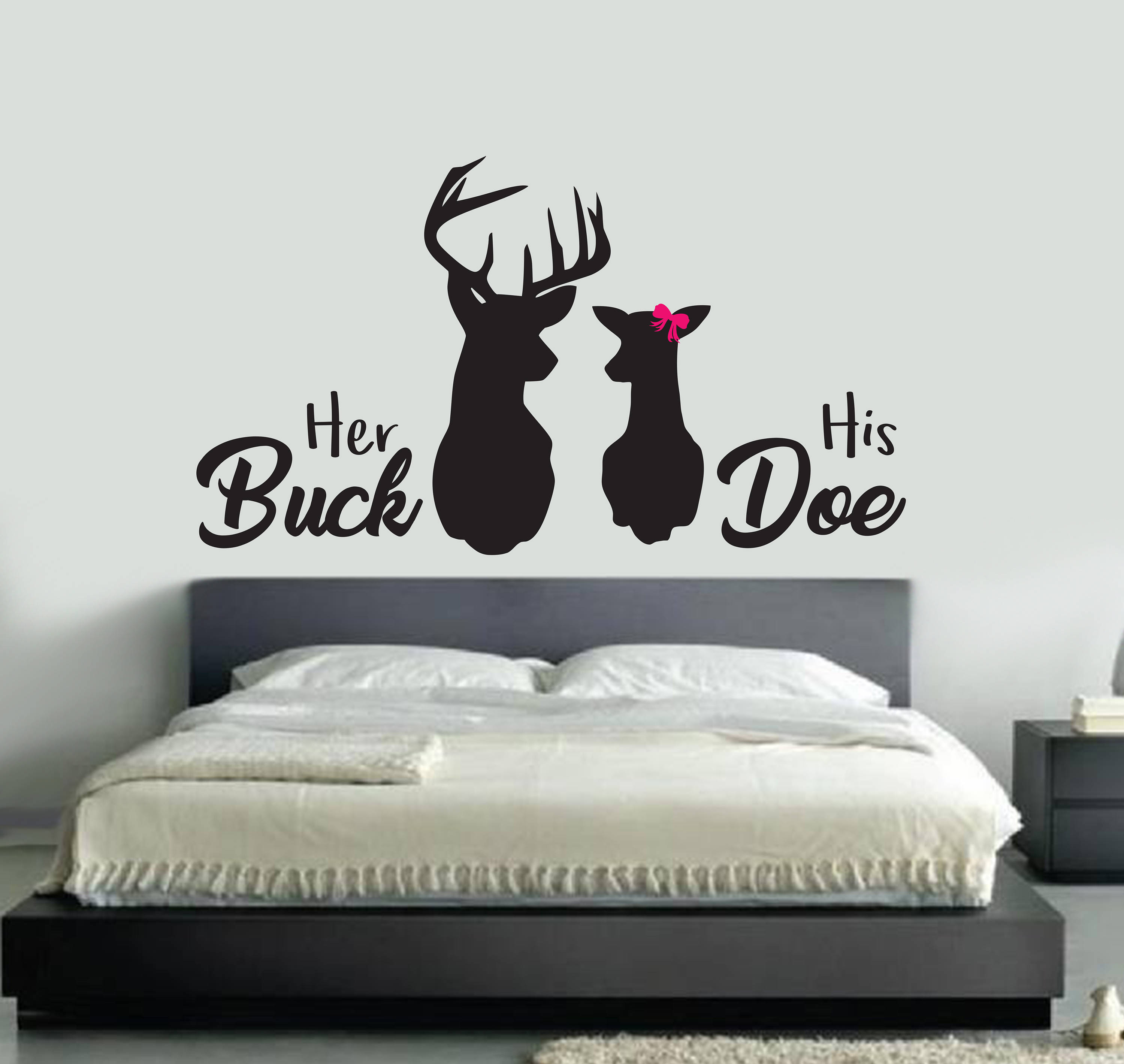 Her Buck His Doe V4 CUSTOMIZABLE Wall Decals Living bedroom | Etsy