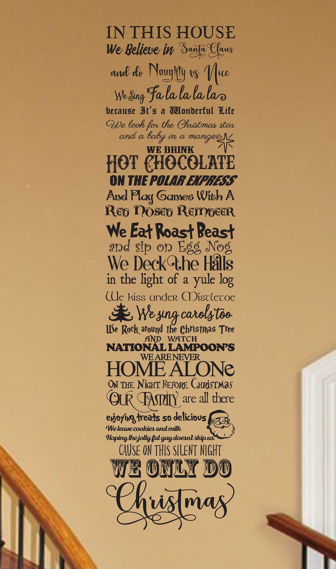 In This House We Only Do Christmas CUSTOMIZABLE Believe Wall Decal ...