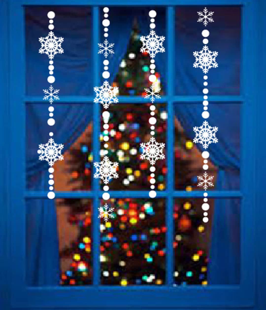 Snowflake Bead Window Door Wall Decals Winter Christmas Season Garland ...