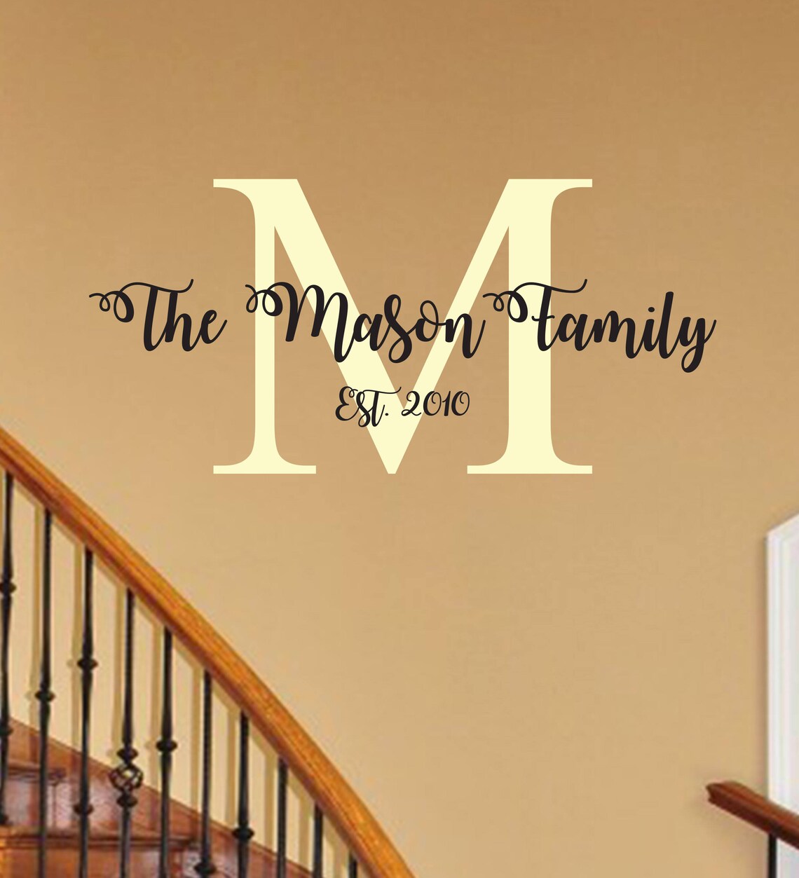 Personalized Family Name Monogram Decal - Family Name Wall Decal Large ...