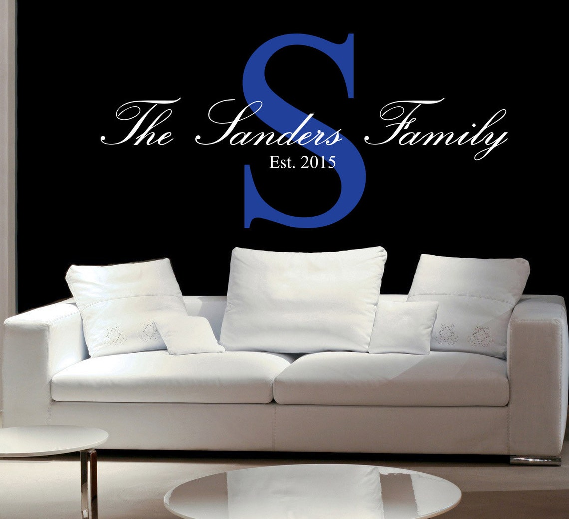 Personalized Family Name Monogram Decal - Family Name Wall Decal Large ...