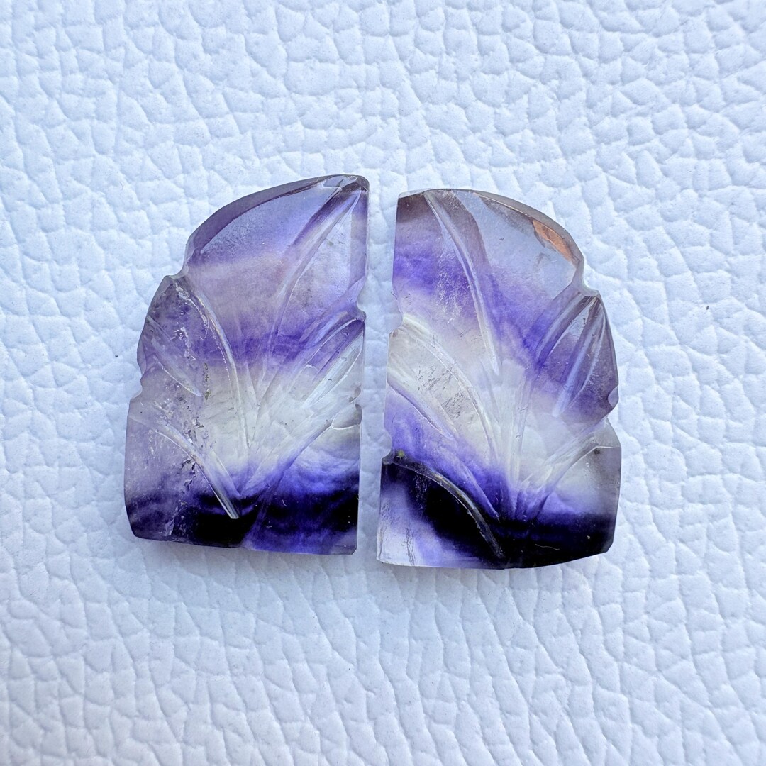 Fluorite Carving Pair: Multi Colour Smooth Polish (24x15x5) MM Shape ...