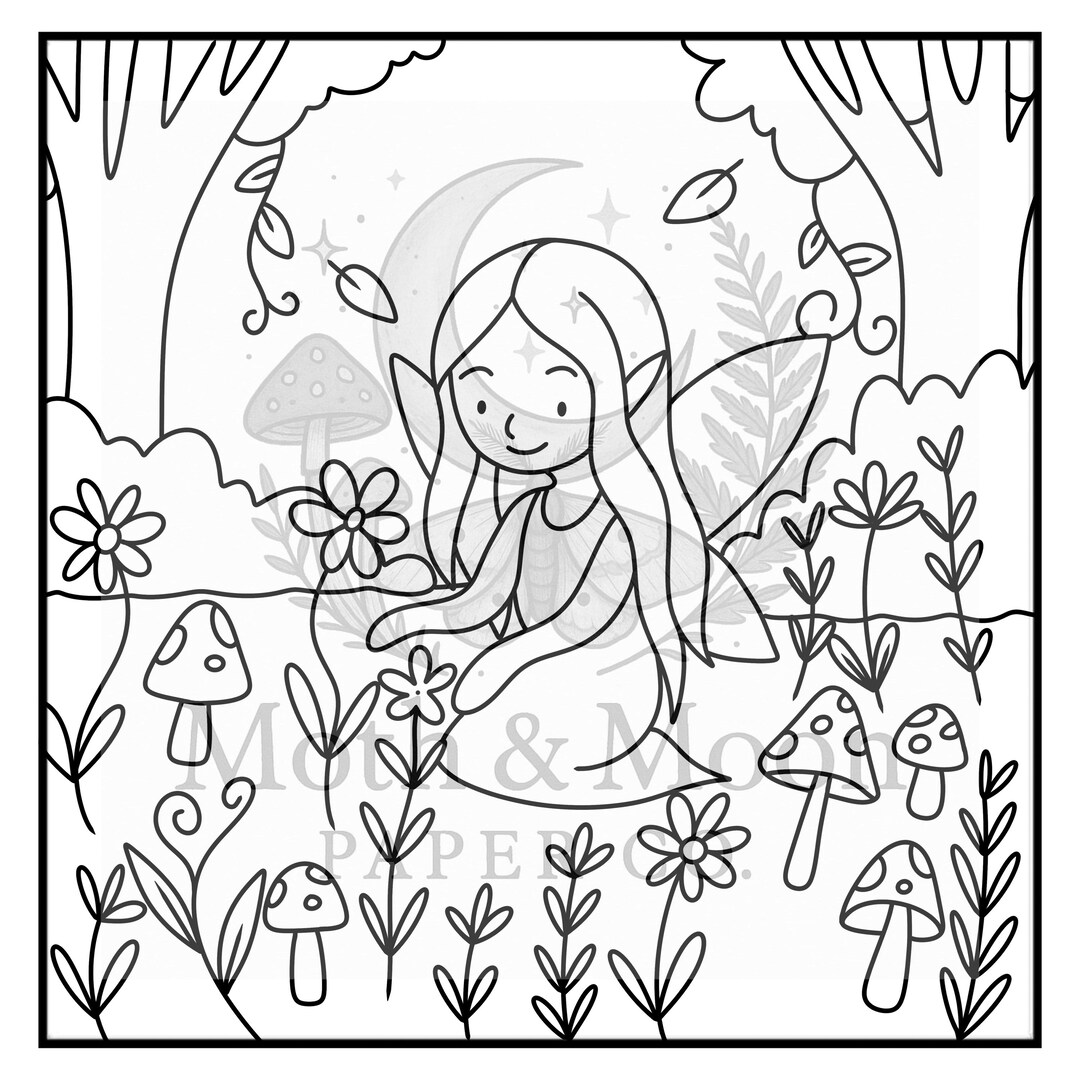 Meadow Gathering – Printable Faye Coloring Page (PDF) - Etsy
