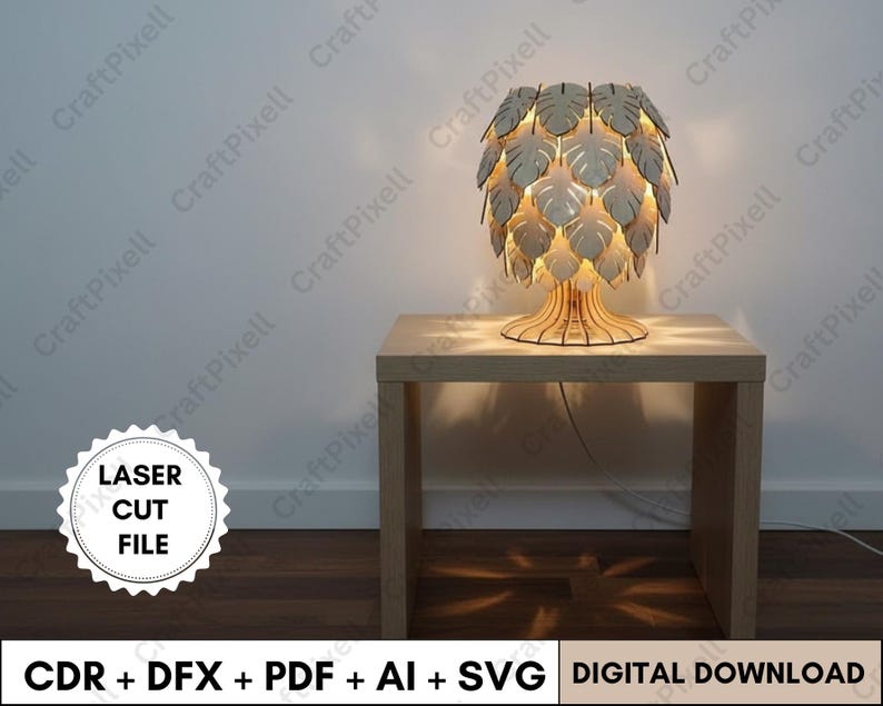 Laser Cut Desk Lamp SVG Dxf Cdr Pdf Ai Files, Wooden Table Lamp ...