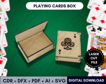 Wooden Playing Card Box SVG Laser Cut Template for Poker Deck Storage ...