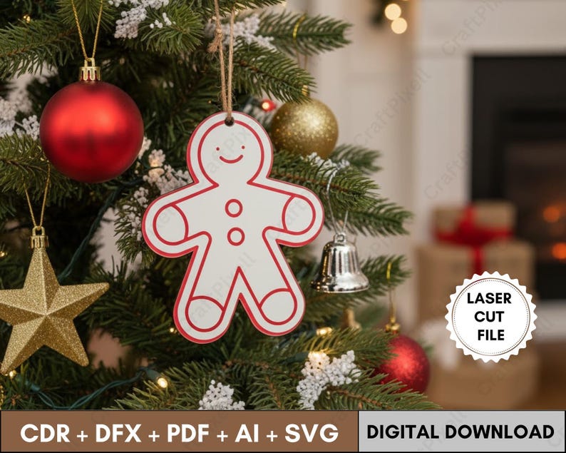 3D Gingerbread Man SVG Cdr Ai Pdf Dxf Laser Cut Files, Christmas Shelf ...