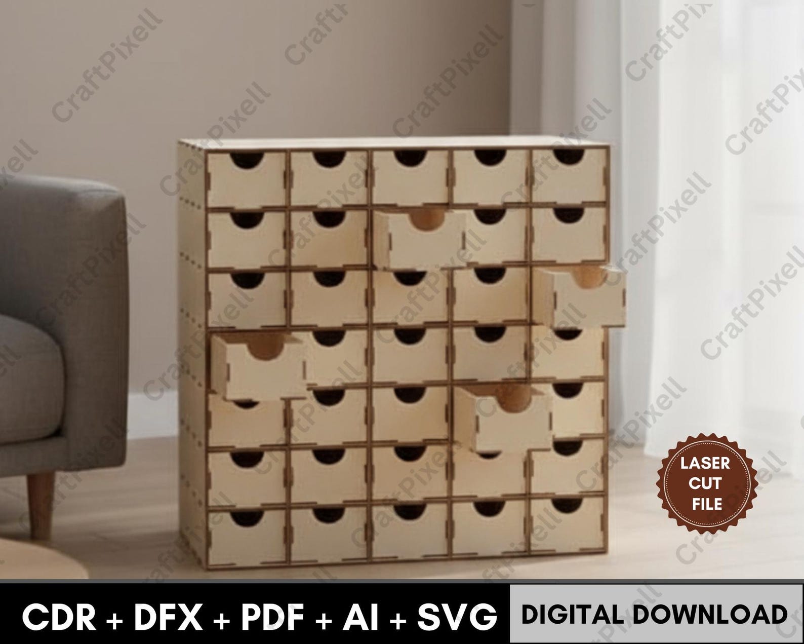 Laser Cut Drawer Organizer( Svg Dxf Cdr Ai Pdf )files With Multiple ...
