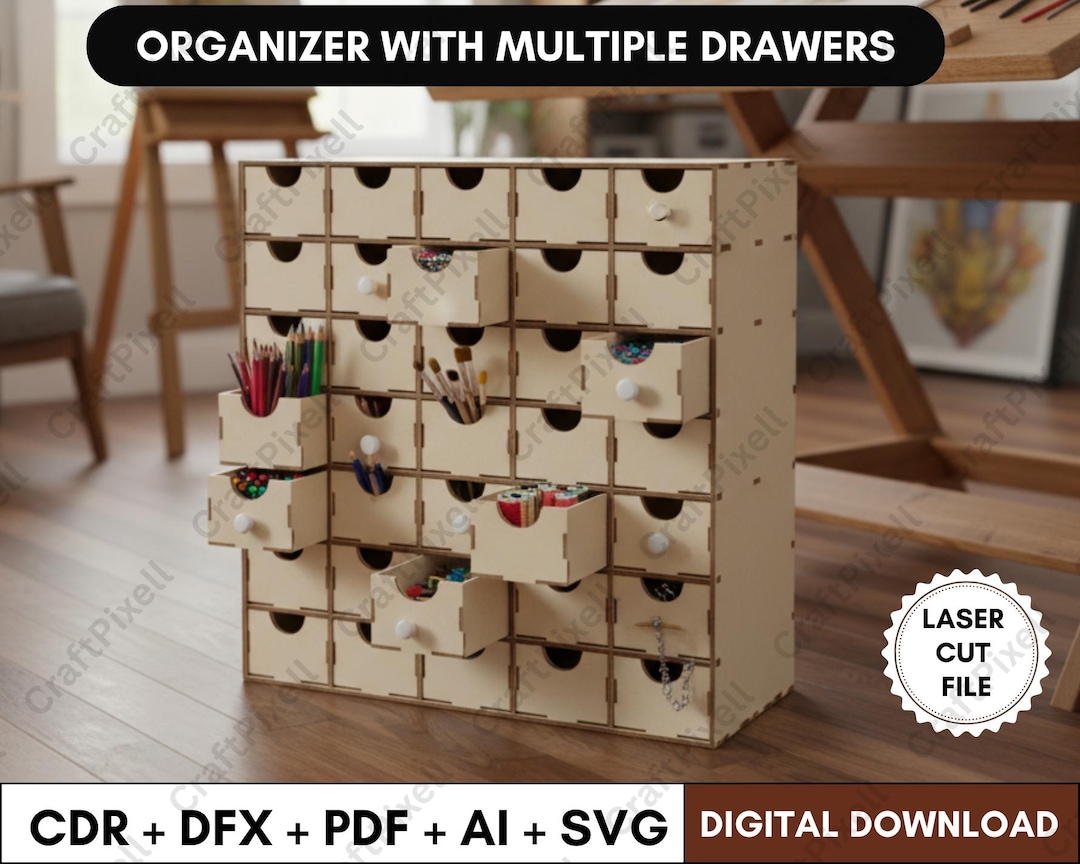 Laser Cut Drawer Organizer( Svg Dxf Cdr Ai Pdf )files With Multiple ...