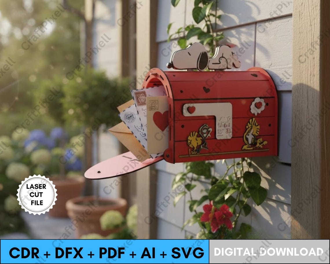 3D Snoopy Mailbox Laser Cut File, Christmas Santa Postbox (SVG) Holiday ...