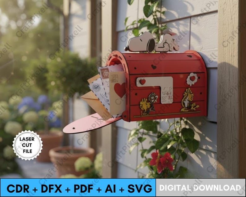 3D Snoopy Mailbox Laser Cut File, Christmas Santa Postbox (SVG) Holiday ...