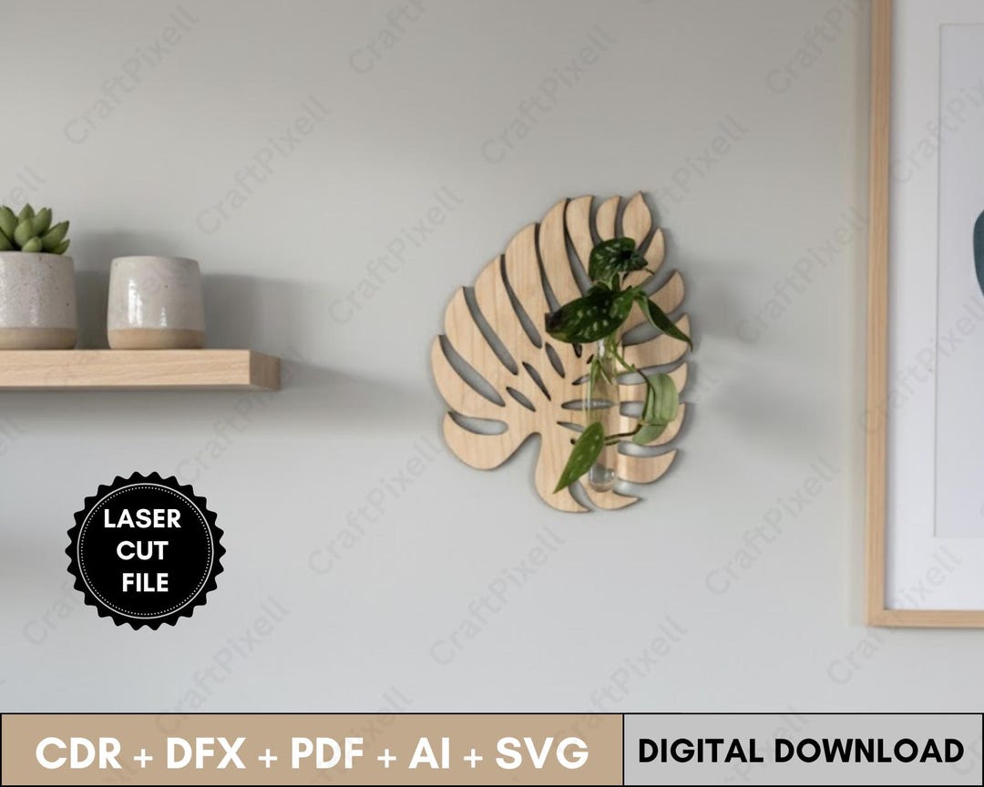 Monstera Propagation Station SVG Digital File for Glowforge Laser Cutting, Air Plant Holder ...