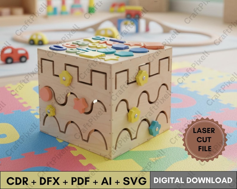 Montessori Wooden Activity Cube Toy for Toddlers 1 2 3 Years Old – 6 in ...