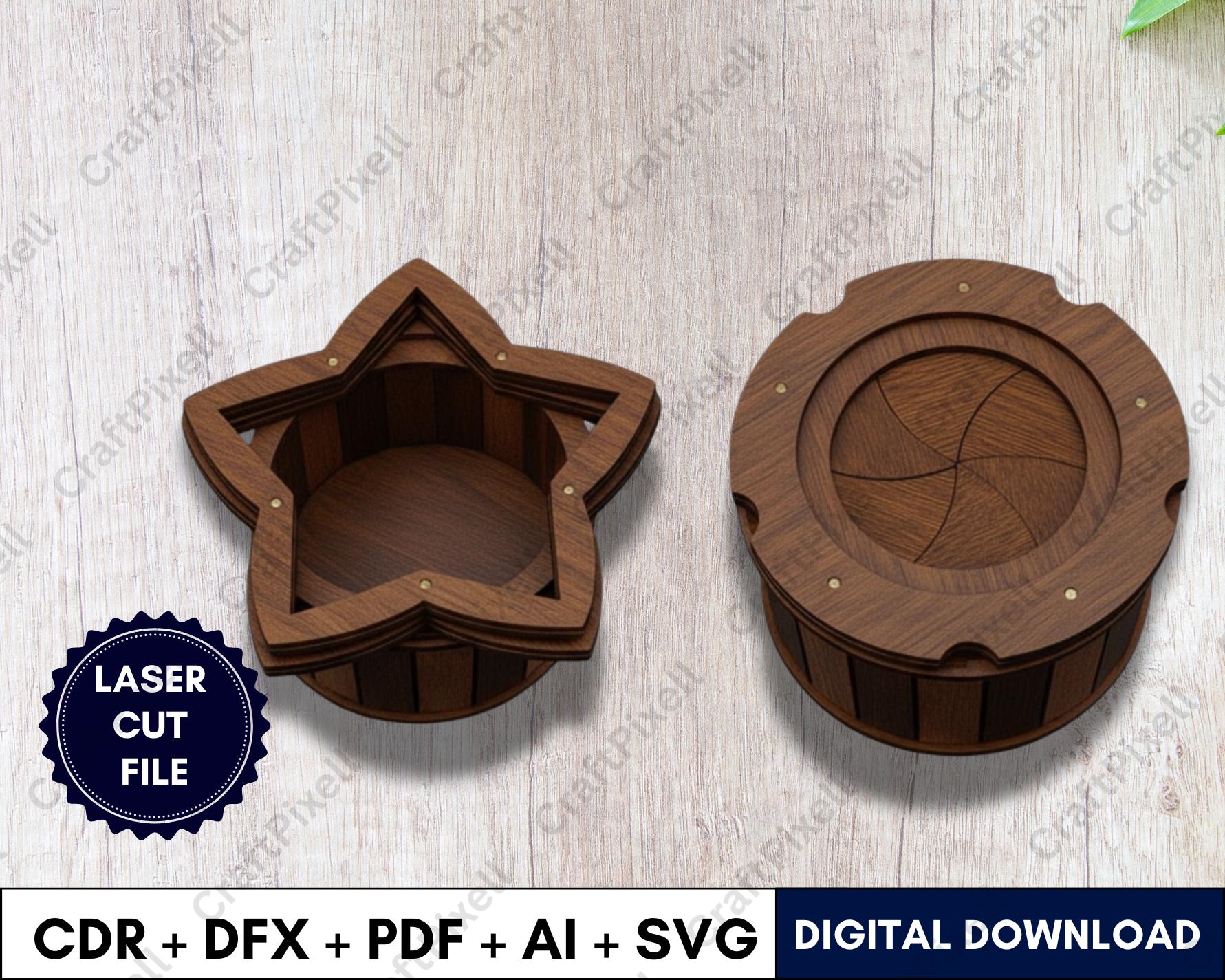 Mechanism Iris Box Laser Cut Files SVG DXF PDF Ai Cdr for Cricut and ...