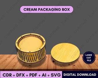 Laser Cut Gift Box SVG Cdr Dxf Pdf Ai Template,round Packaging Box With ...
