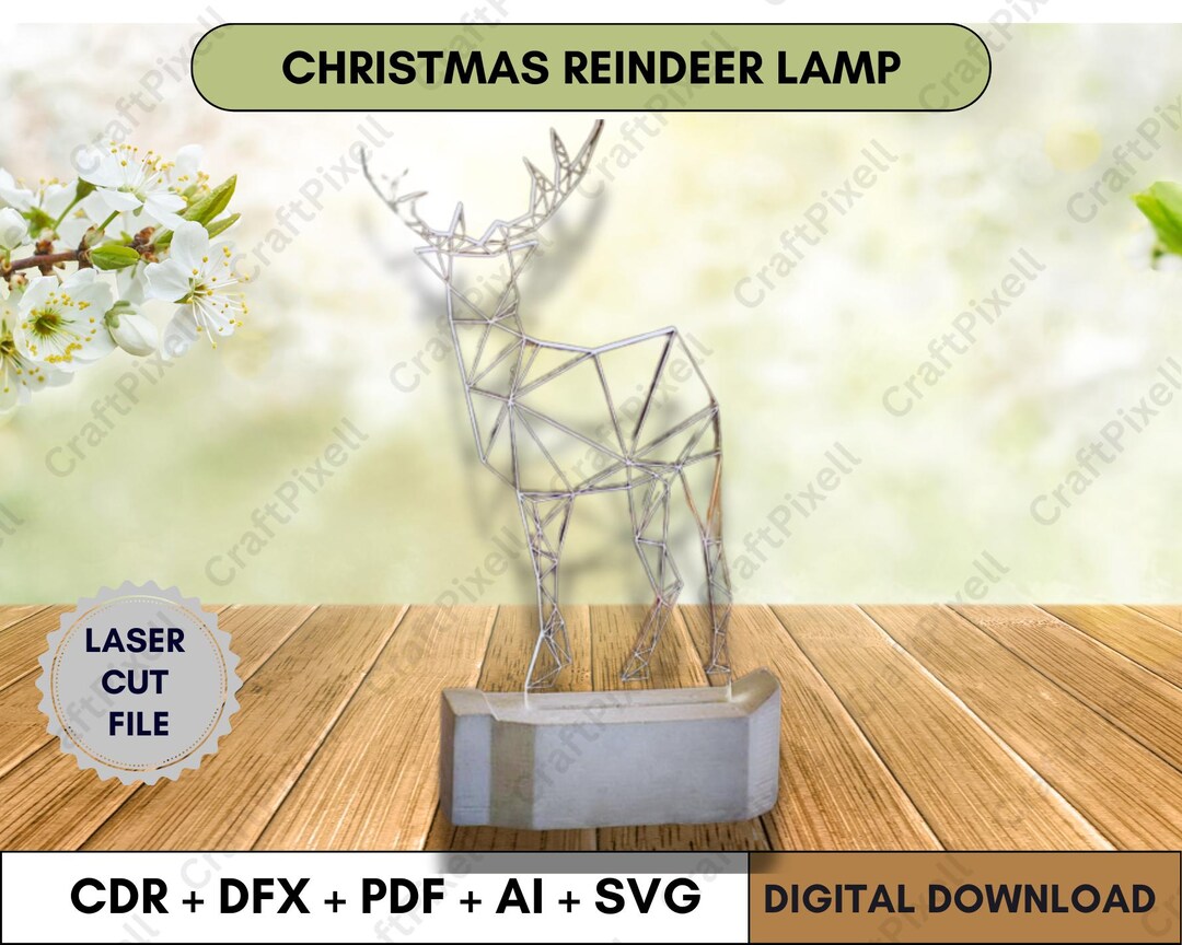 Geometric Reindeer Lamp, Voronoi Stag LED Light (digital Download) - Etsy