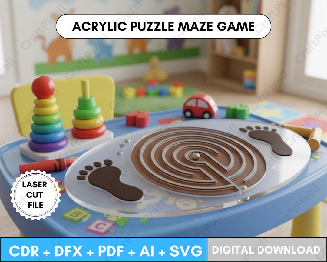 Wooden Maze Game Laser Cut Files Svg Cdr Dxf Ai Pdf | 3D Labyrinth ...