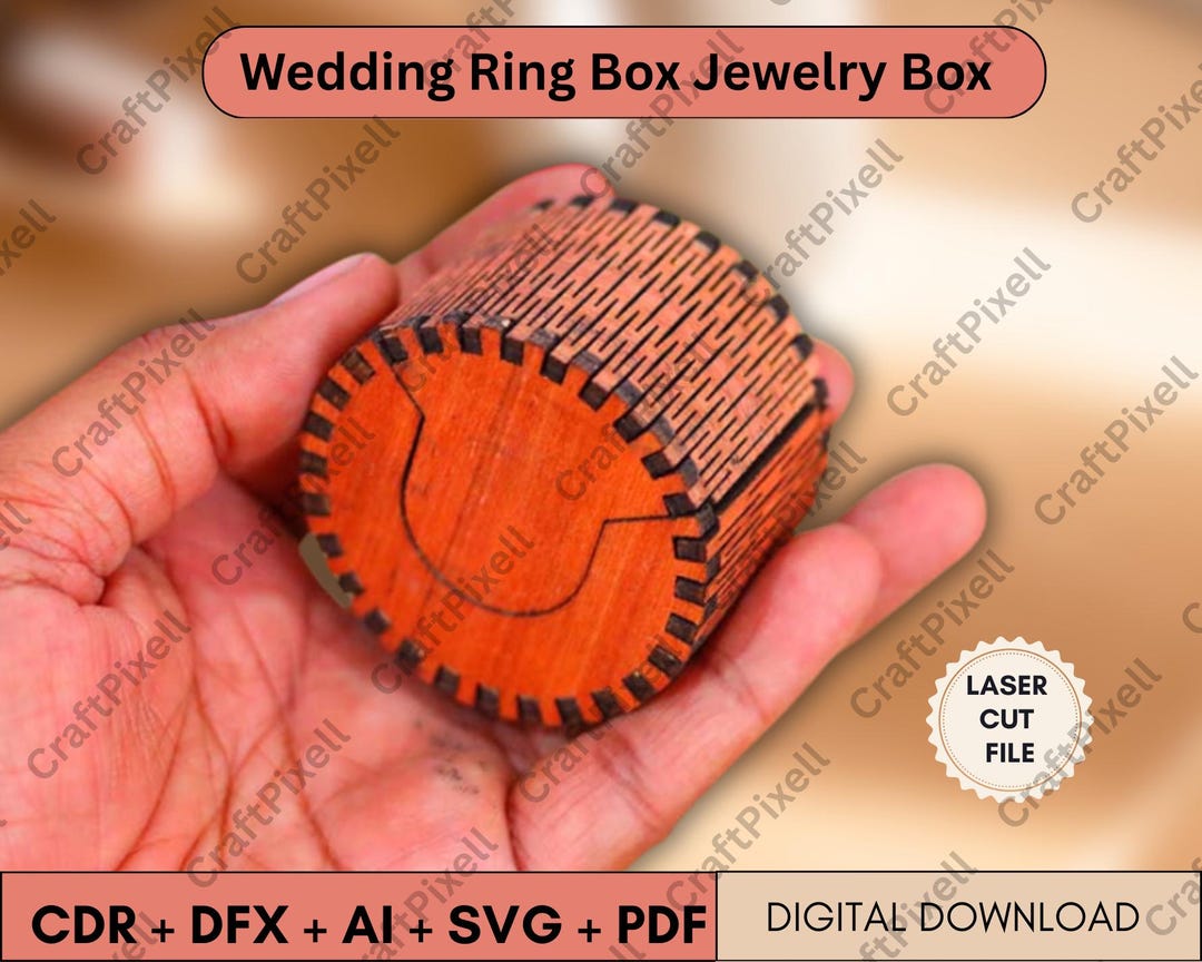 Wedding Ring Box SVG, Laser Cut File, Wooden Jewelry Box Pattern - Etsy ...