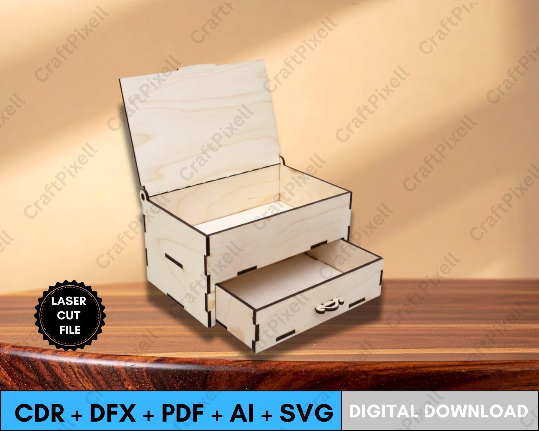 Chest of Drawers Box Laser Cut ( Svg Cdr Dxf Ai Pdf ) Files, Wooden ...
