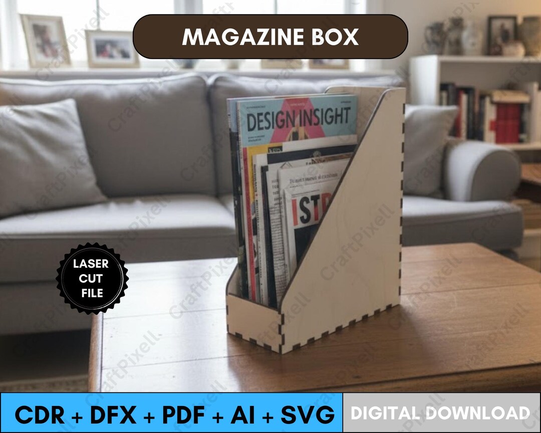 Modern Magazine Holder Svg Cdr Dxf Ai Pdf, Wooden Desk Organizer ...