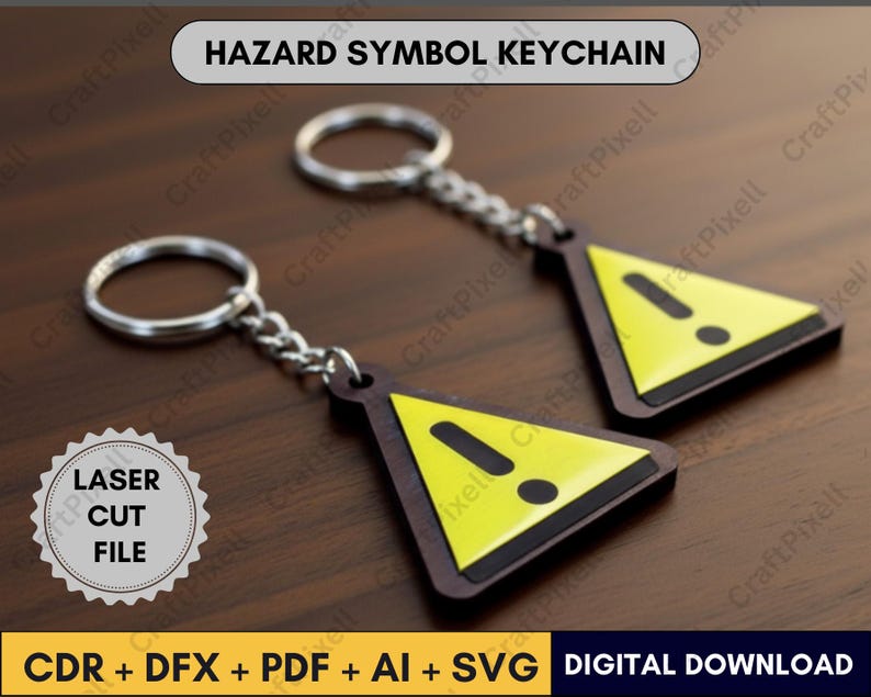 Warning Sign Keychain | 3D Printed Biohazard, Toxic, Electrical Symbols ...