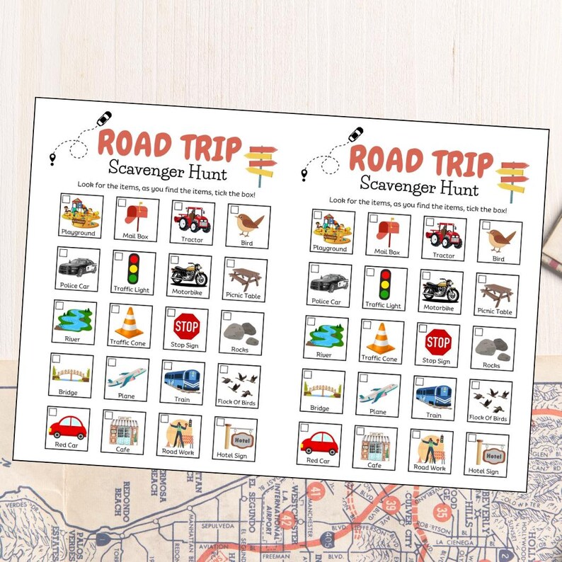 Printable Road Trip Scavenger Hunt: Family Car Ride Game (PDF Download ...
