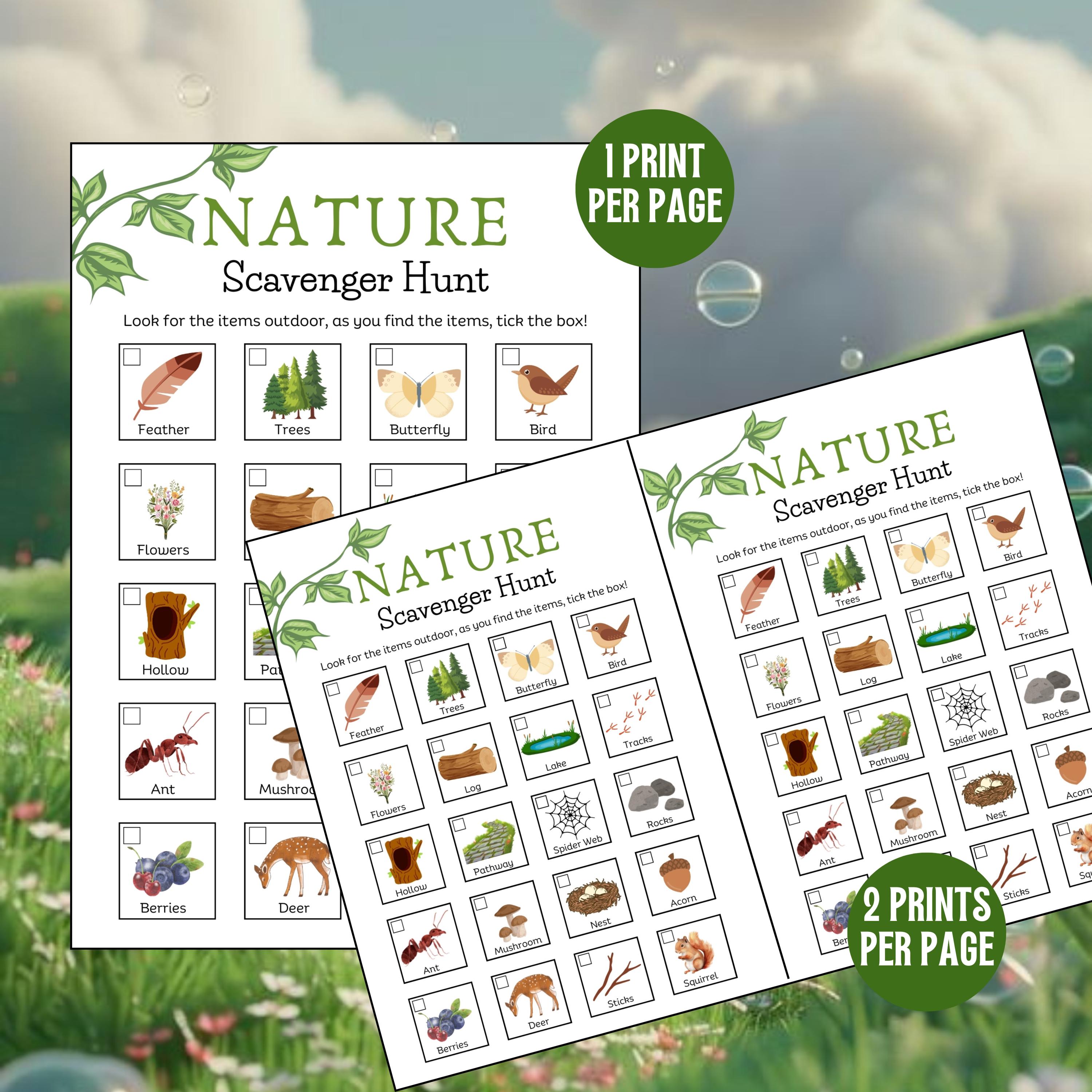 Nature Scavenger Hunt: Printable Outdoor Kids Activity (PDF Download A4 ...