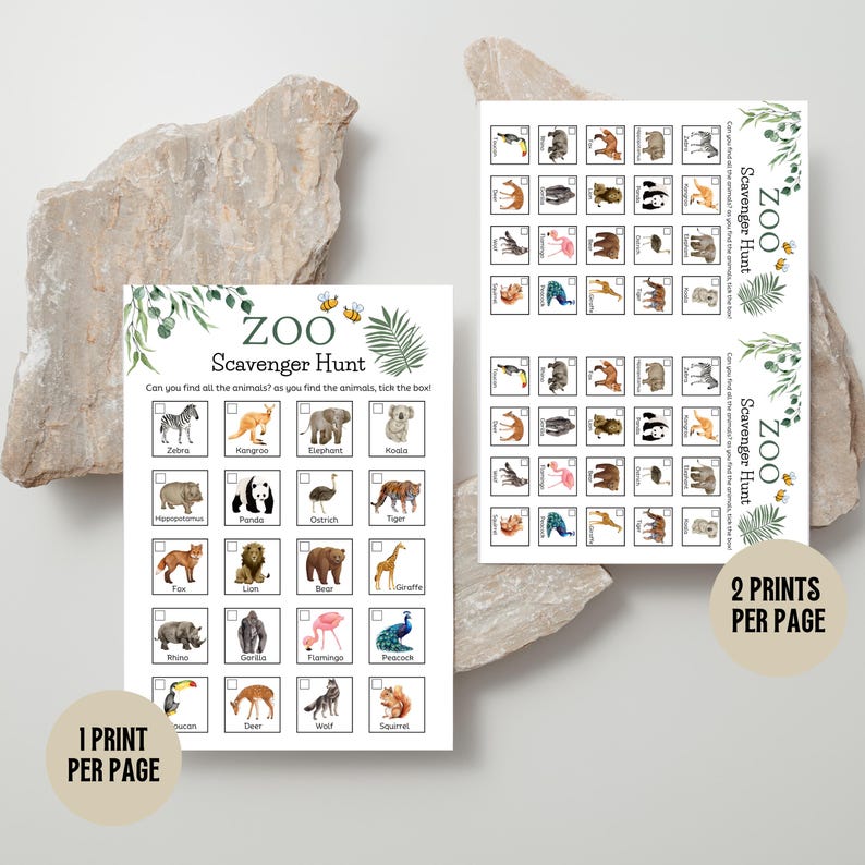Zoo Scavenger Hunt: Printable Animal Treasure Hunt for Kids (PDF ...