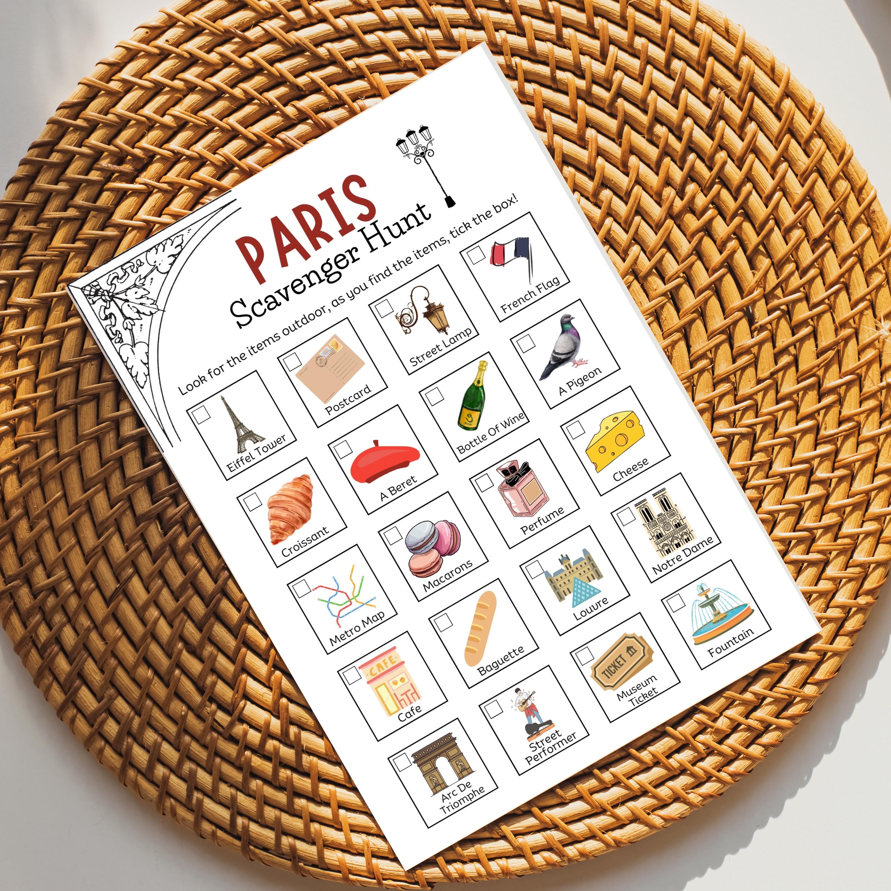 Paris Scavenger Hunt, Printable Paris Treasure Hunt, Outdoor Activity ...
