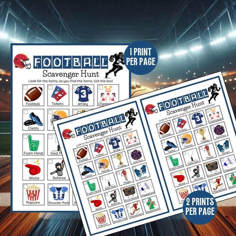 Football Scavenger Hunt: Printable Treasure Hunt, Party Game (PDF & JPG ...