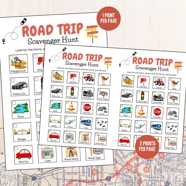 Printable Road Trip Scavenger Hunt: Family Car Ride Game (PDF Download ...
